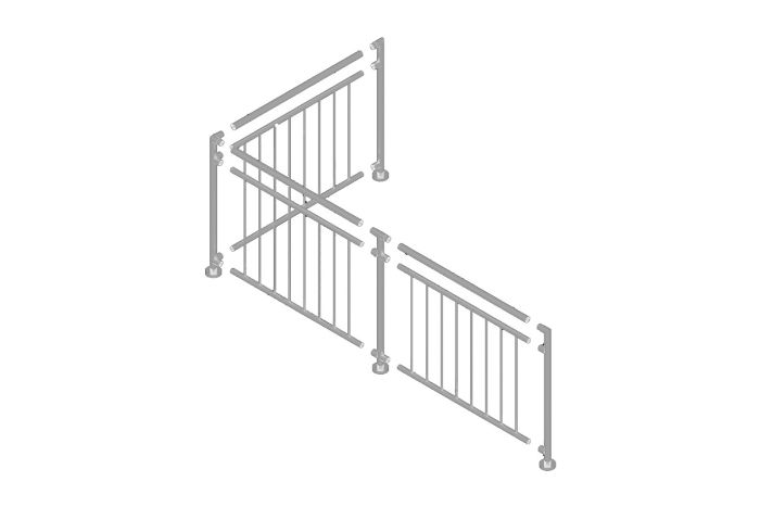 Fertig-Geländer Stahl verzinkt - Geländerfüllung: 12 Stäbe, Länge: 144 cm, Höhe: 100 cm
